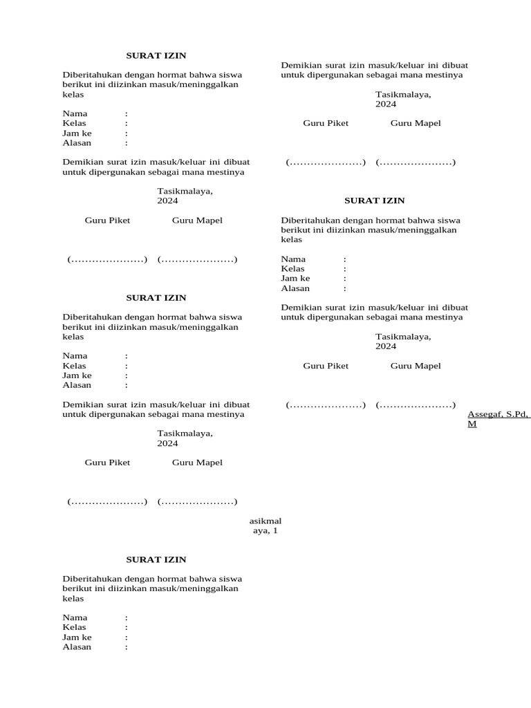 SURAT IZIN Keluar Masuk | PDF