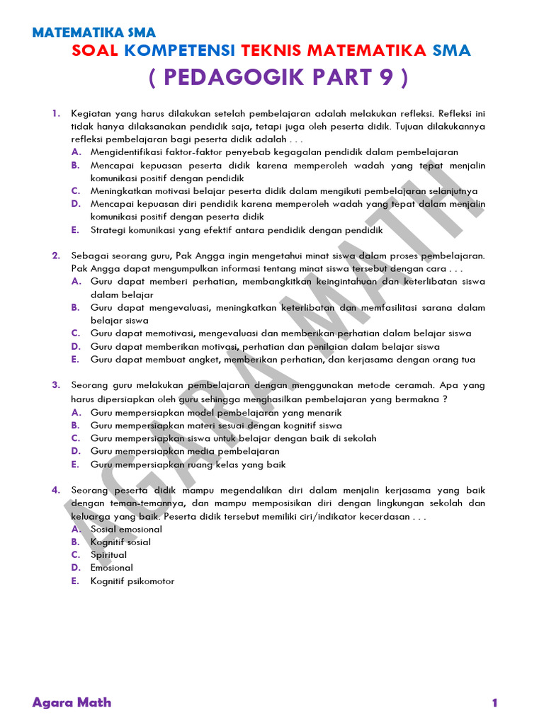 Pedagogik Part 11 Agara Math | PDF | Pengembangan Diri