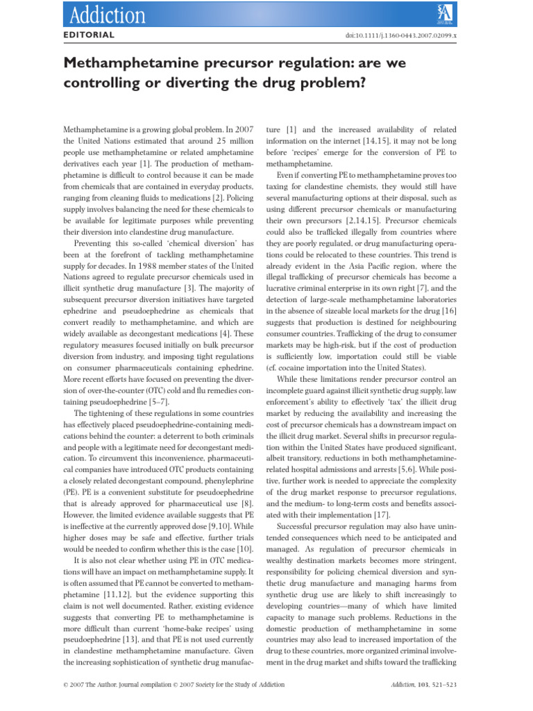 Addiction - 2008 - MCKETIN - Methamphetamine Precursor Regulation Are We Controlling or ...