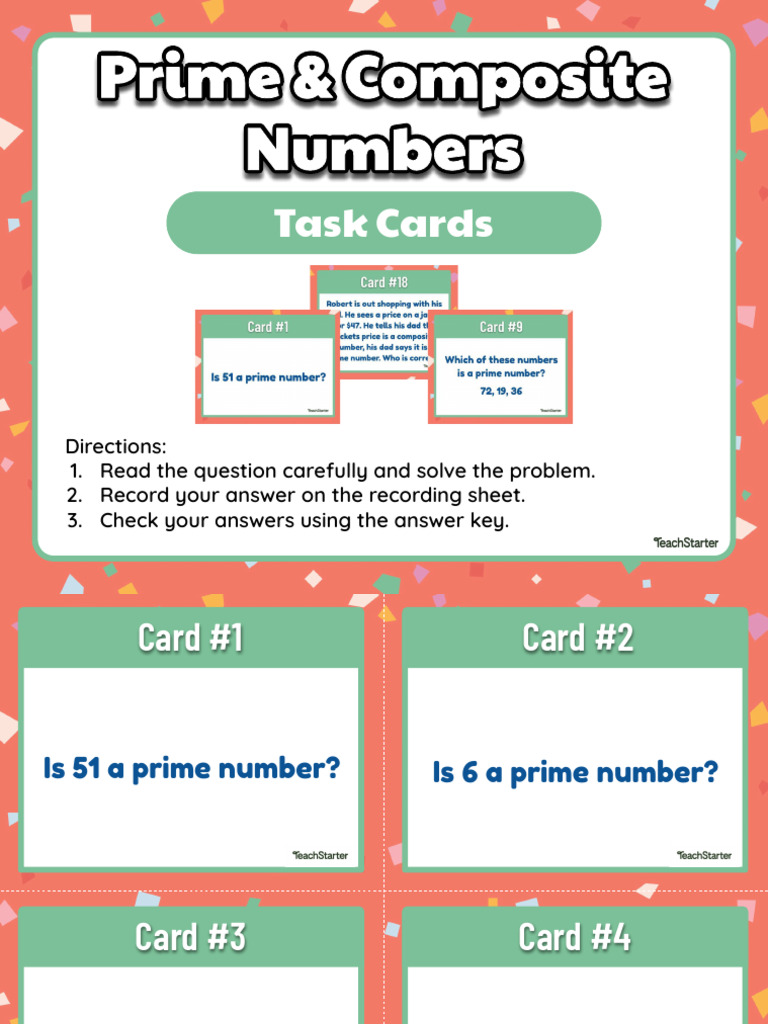 Prime Composite Numbers Task Cards Adobe Reader | PDF | Prime Number