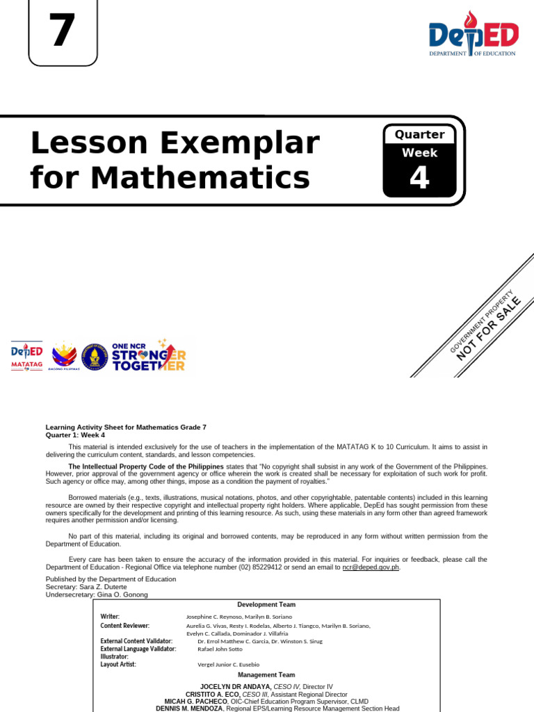 LE G7 Mathematics Q1 W4 FV | PDF | Percentage | Learning