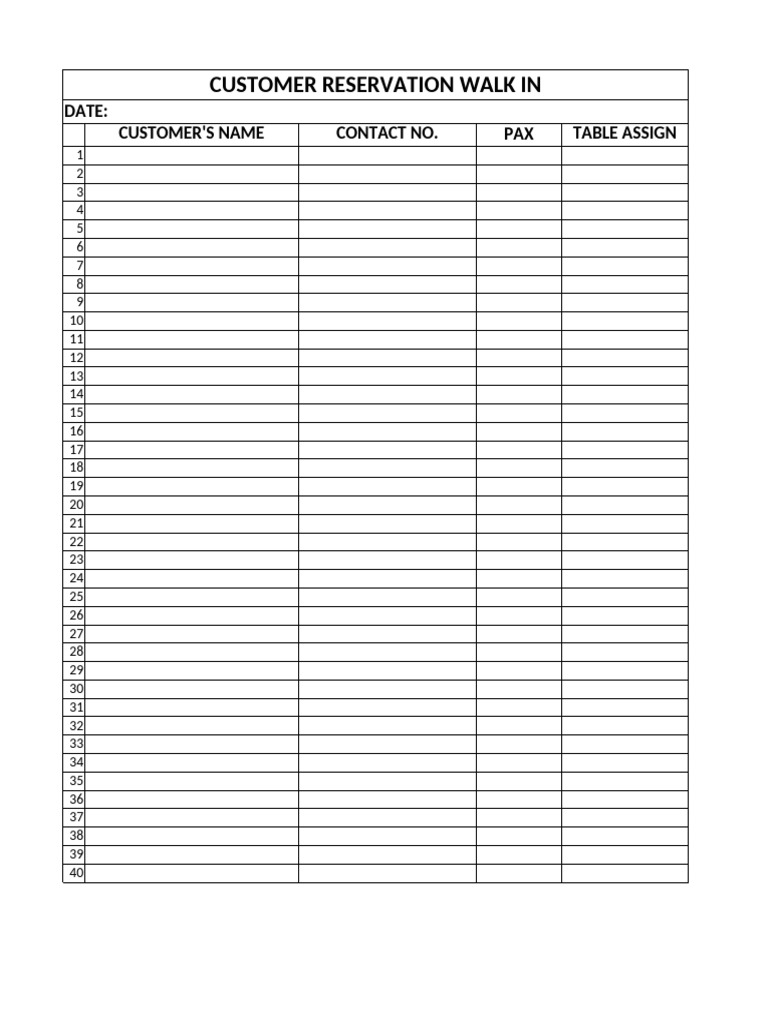 Reservation Form | PDF