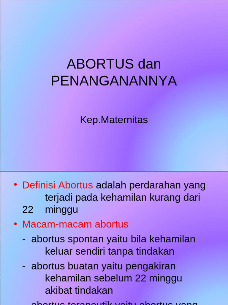 ABORTUS Dan PENANGANANNYA | PDF | Sains & Matematika