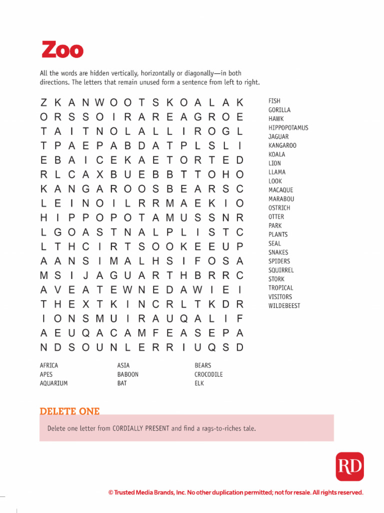 Zoo Wordsearch | PDF
