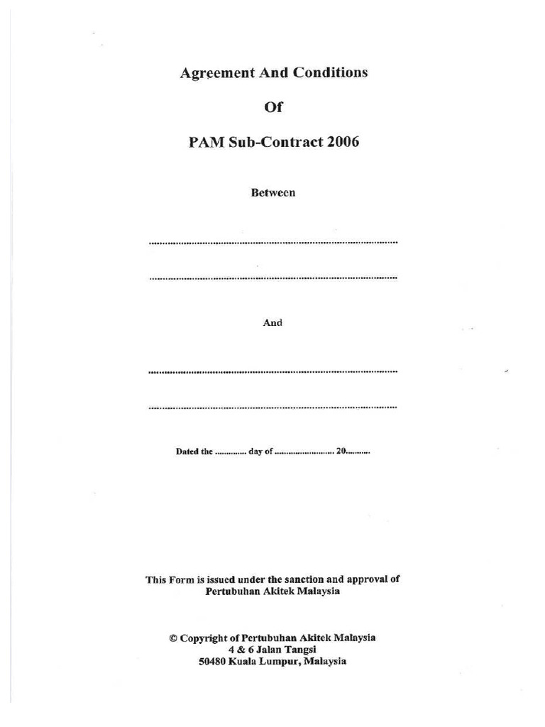 Pam 2006 Sub Contract | PDF