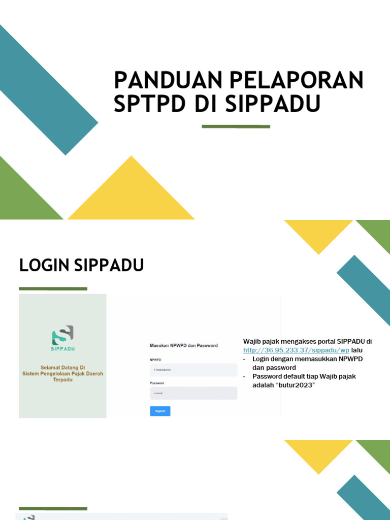 Panduan Pelaporan SPTPD Di Sippadu Galon | PDF
