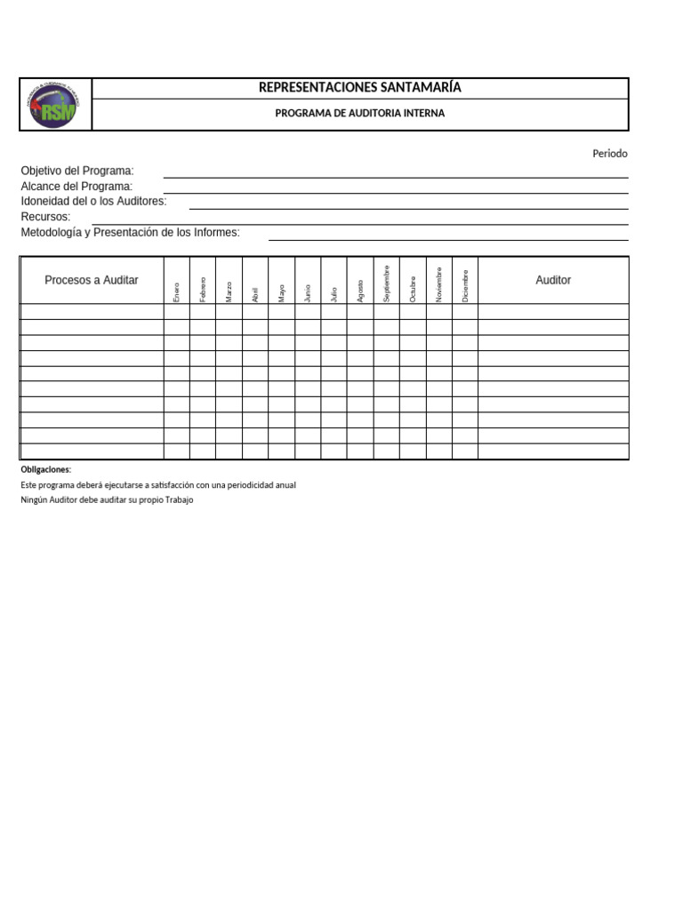 Programa de Auditoria Interna | PDF
