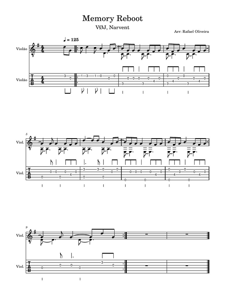 Memory Reboot - VØJ, Narvent (Fingerstyle TABS) | PDF