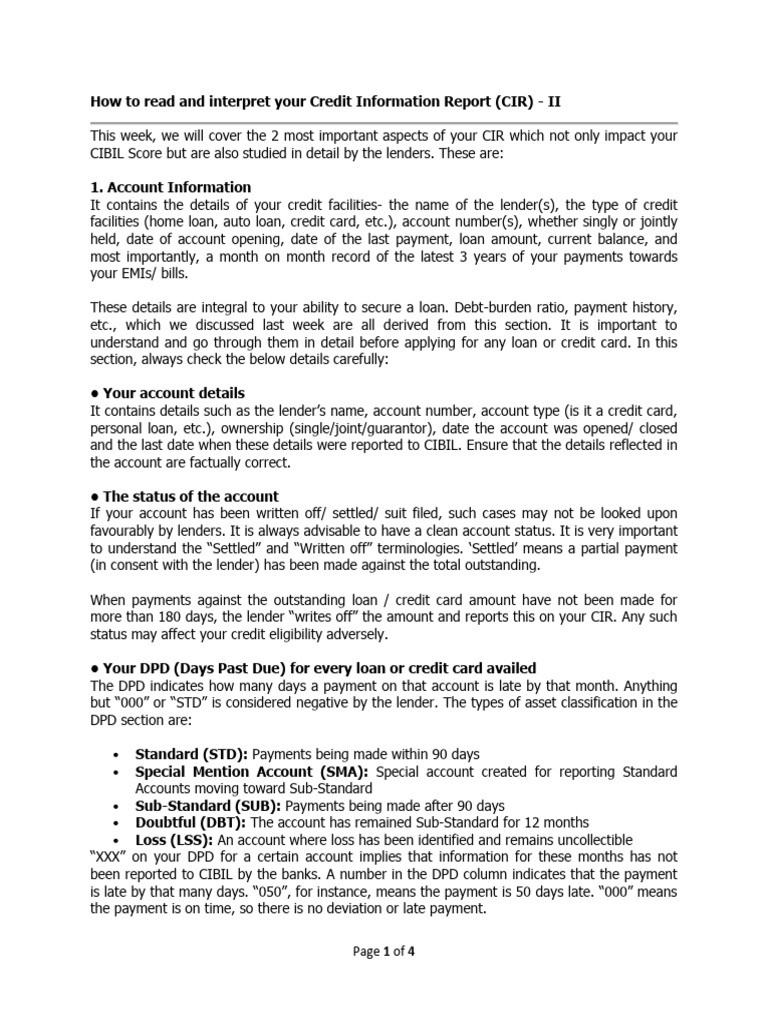 How To Read and Interpret Your Credit Information Report | PDF | Credit ...