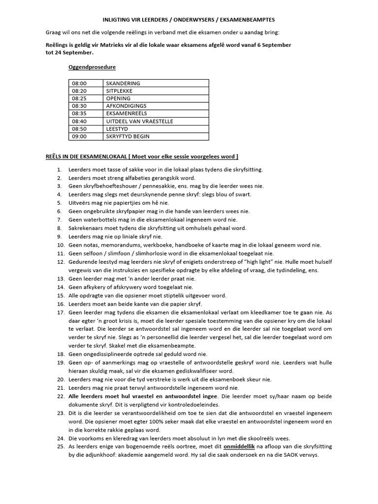 Inligting Vir Leerders | PDF