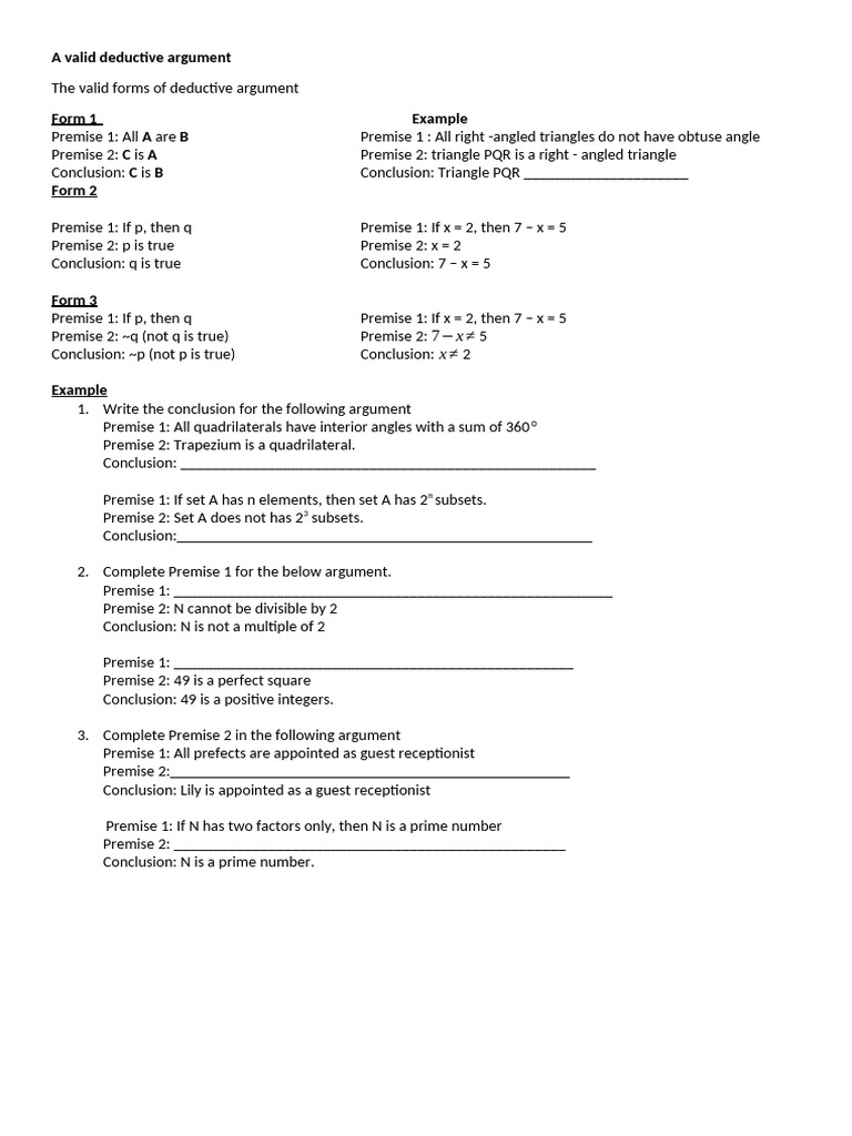 Valid Deductive Argument Forms Pdf
