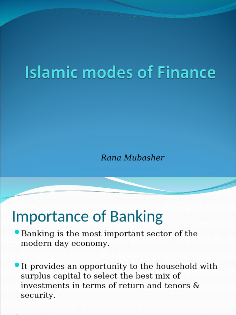 Islamic Modes of Finance | PDF | Islamic Banking And Finance | Banks