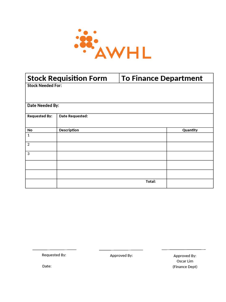 Stock Requisition Form Template | PDF | Finance & Money Management