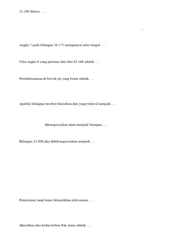 Kisi-Kisi Soal MTK - PHB 1 - Lat Soal 2 | PDF