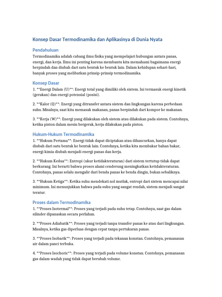 Konsep Dasar Termodinamika | PDF