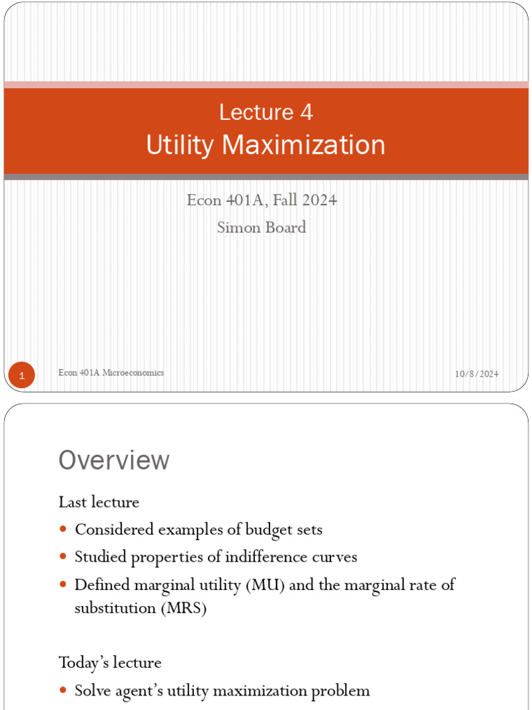 Lec4 UMP | PDF | Utility | Microeconomics