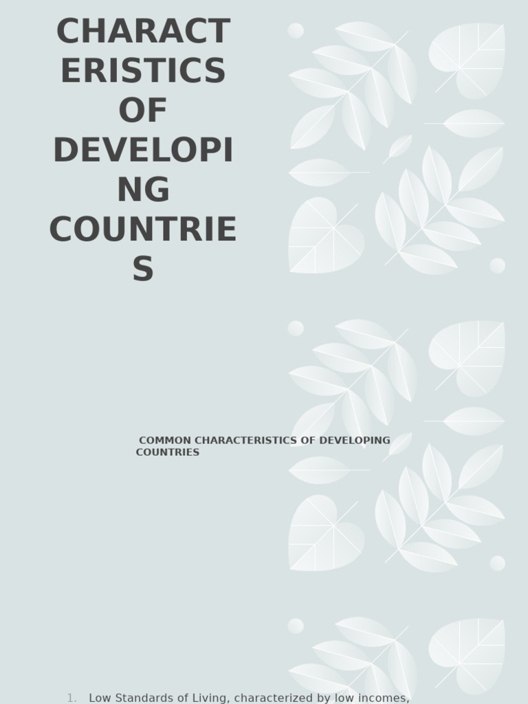 Characteristics of Developing Countries | PDF