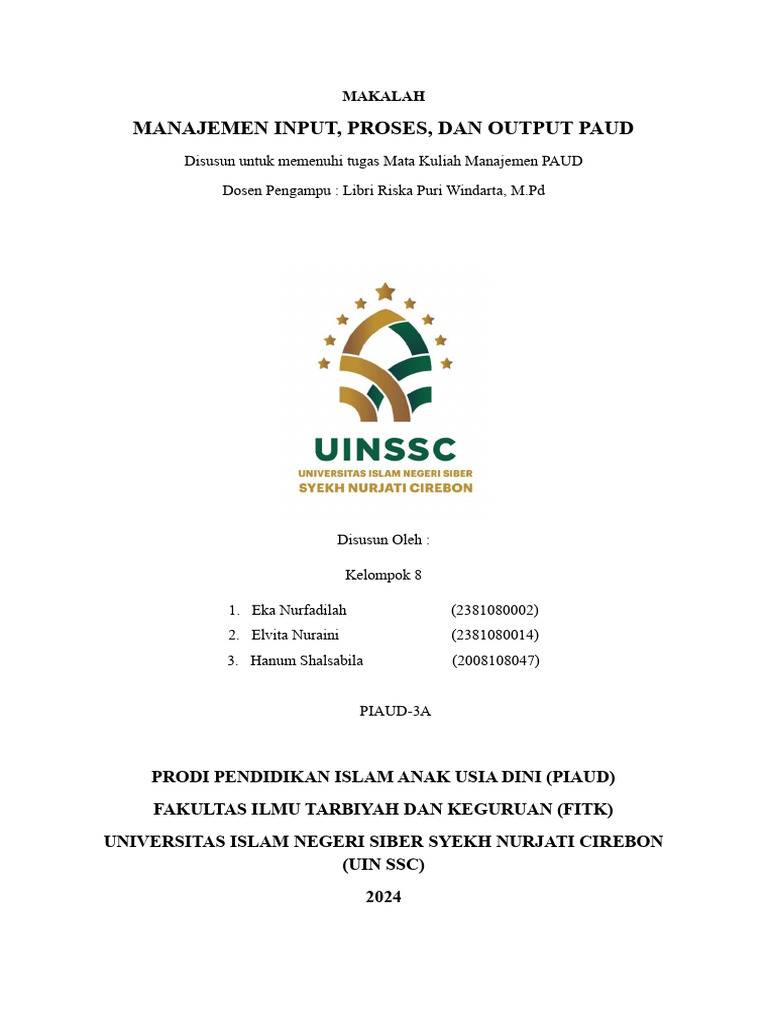 Kel.8 - Manajemen Input, Proses, Dan Output | PDF | Karier & Perkembangan | Bisnis