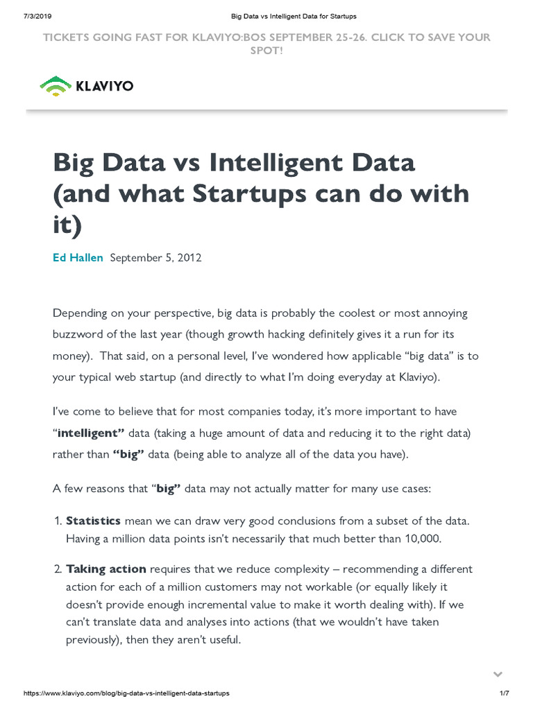 Intelligent Data for Startup Success | PDF | Data | Big Data