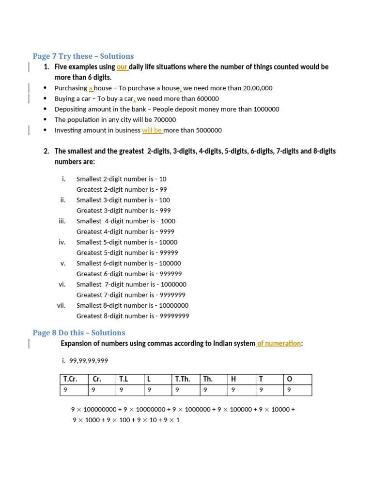Class 6 Math Chapter 1 Knowing Our Numbers Solutions CE | PDF ...