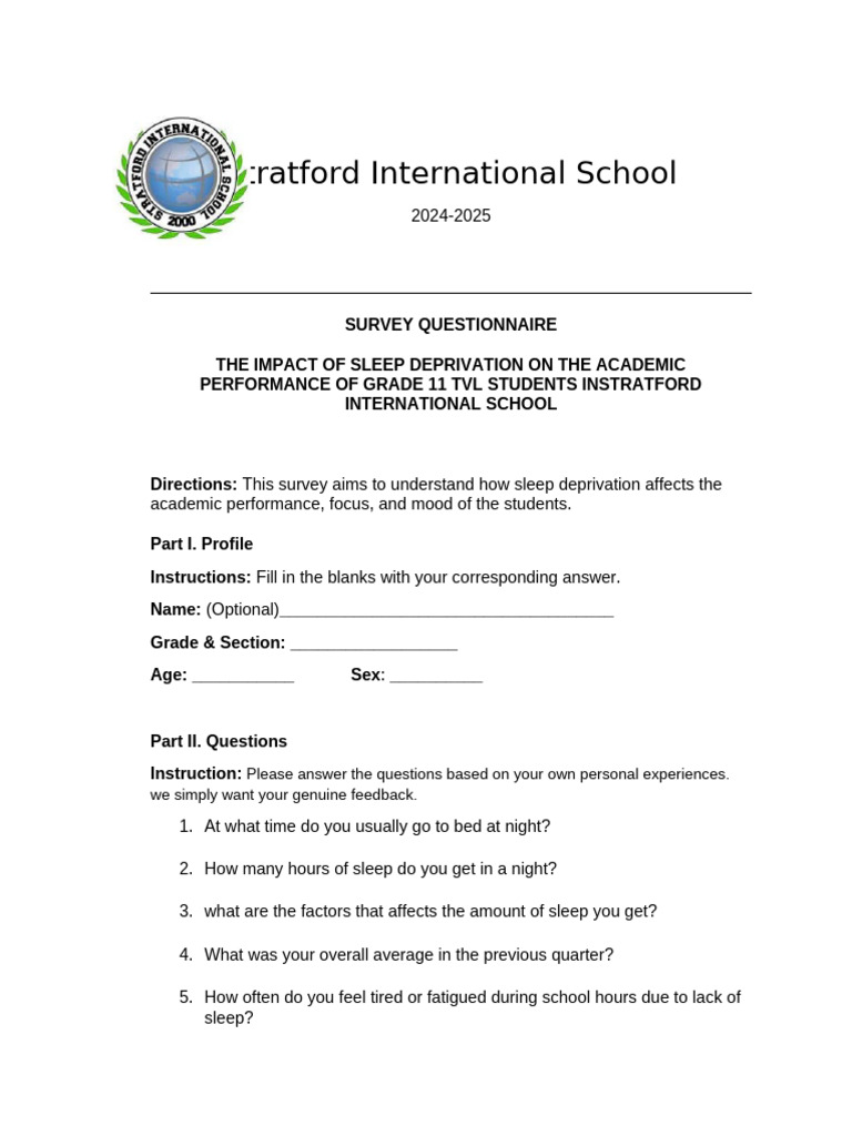 Survey Questionnaire | PDF