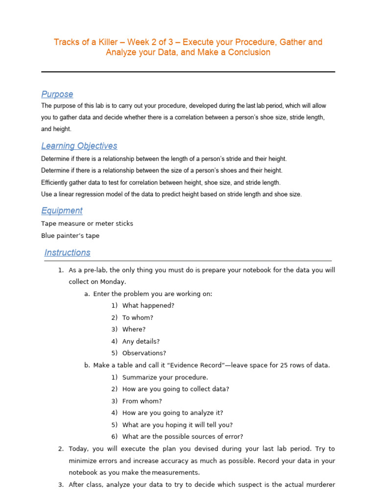 Tracks of A Killer, Week 2 of 3, F'24, Chem 115 | PDF | Career & Growth ...