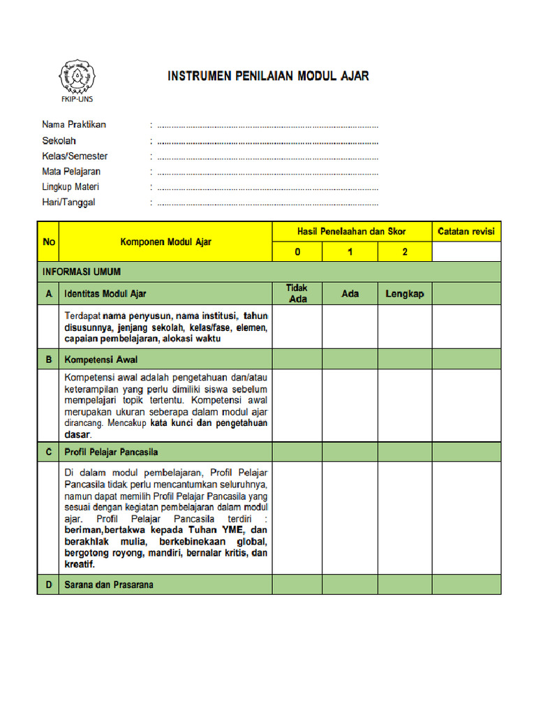 Instrumen Penilaian Modul Ajar | PDF