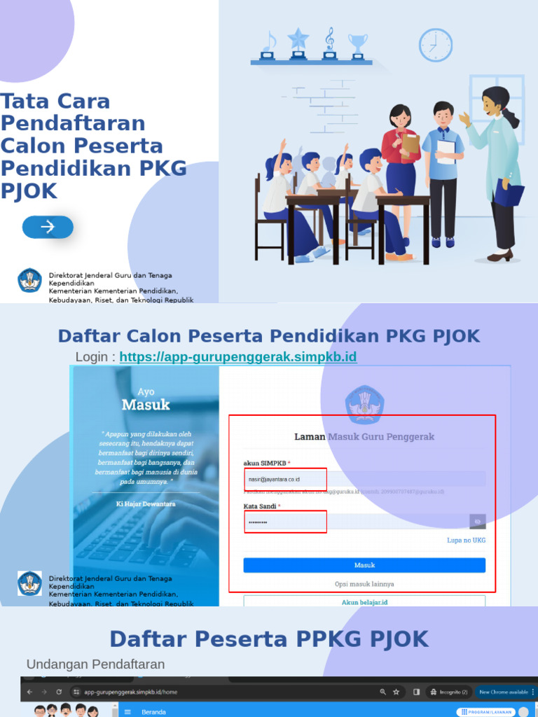 Tata Cara Pendaftaran Peserta PKG PJOK | PDF