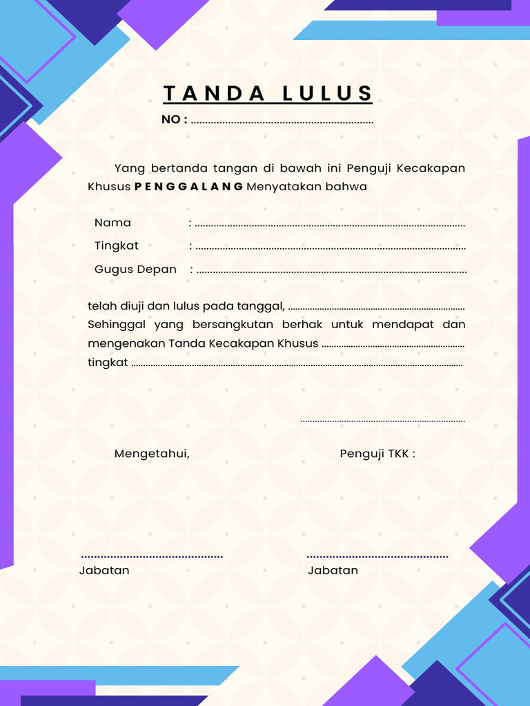 Sertifikat Tanda Lulus Penggalang | PDF | Komputer | Teknologi & Rekayasa