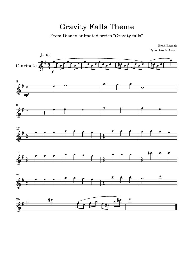 Gravity Falls Theme Clarinete Pdf 6993