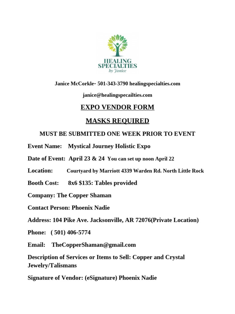 Expo Vendor Form | PDF | Law