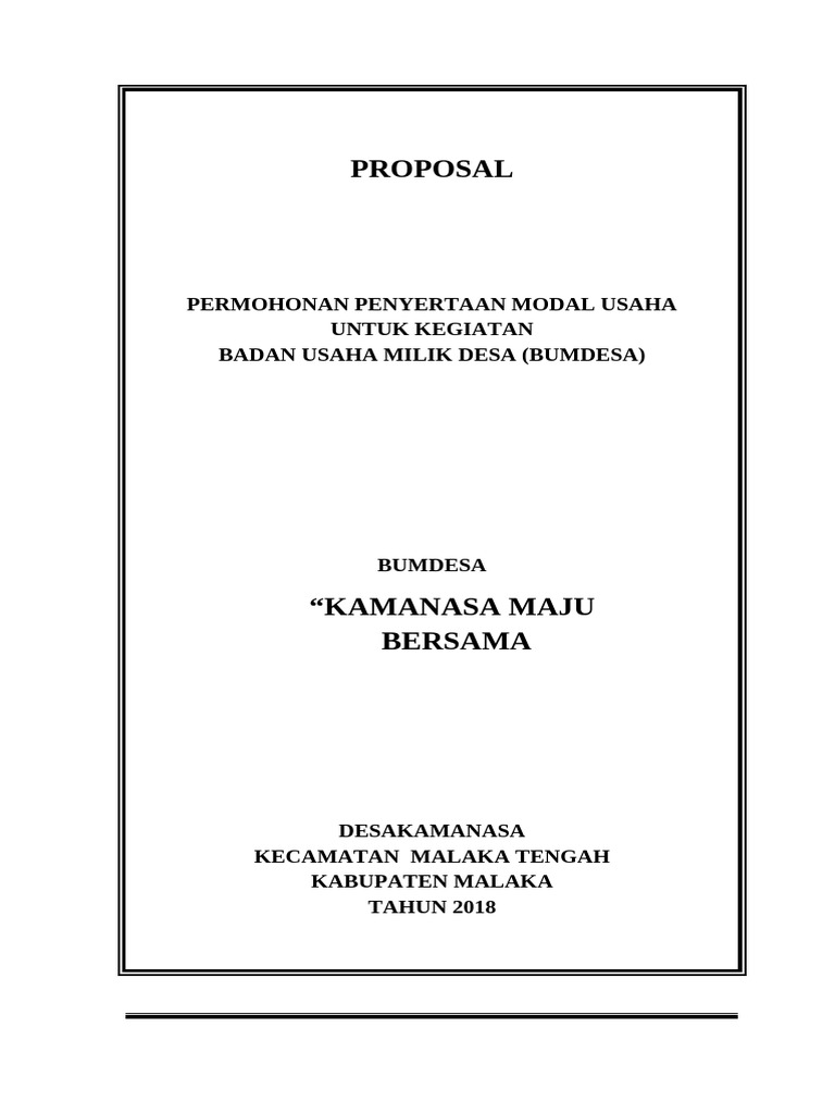 Proposal Bumdes | PDF | Pengelolaan Keuangan & Uang | Ilmu Sosial