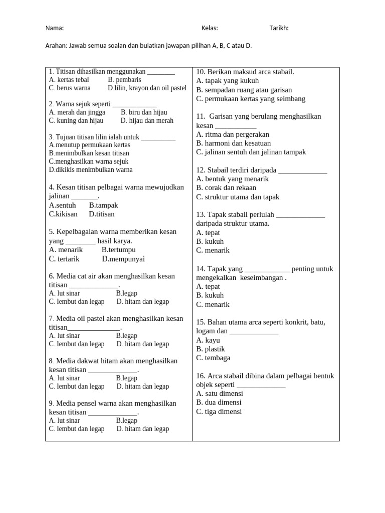 PBD Rc4 (2) Tahun 5 P.seni Visual | PDF
