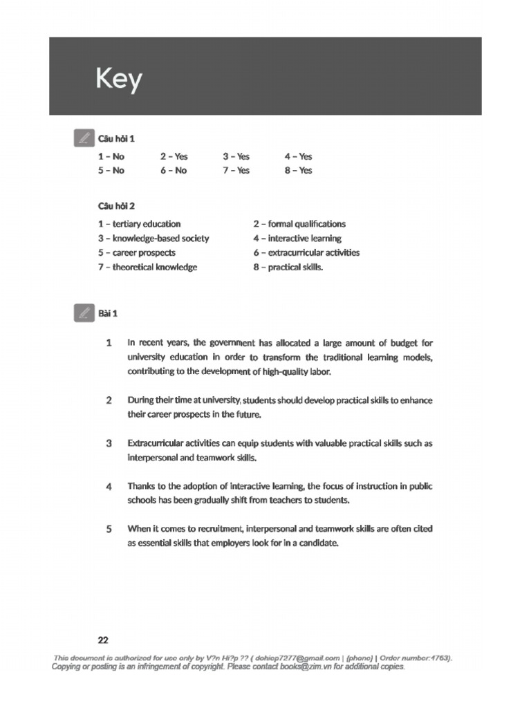 Unit 1 Education Key | PDF