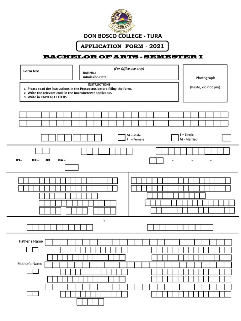 B.A Application Form 2021 | PDF