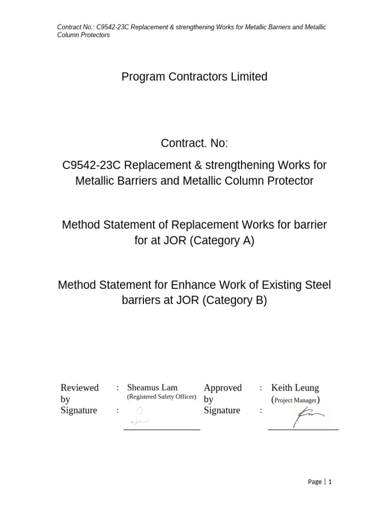 Method Statement For JOR | PDF | Concrete | Nut (Hardware)
