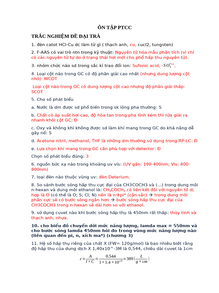 ÔN TẬP PTCC | PDF