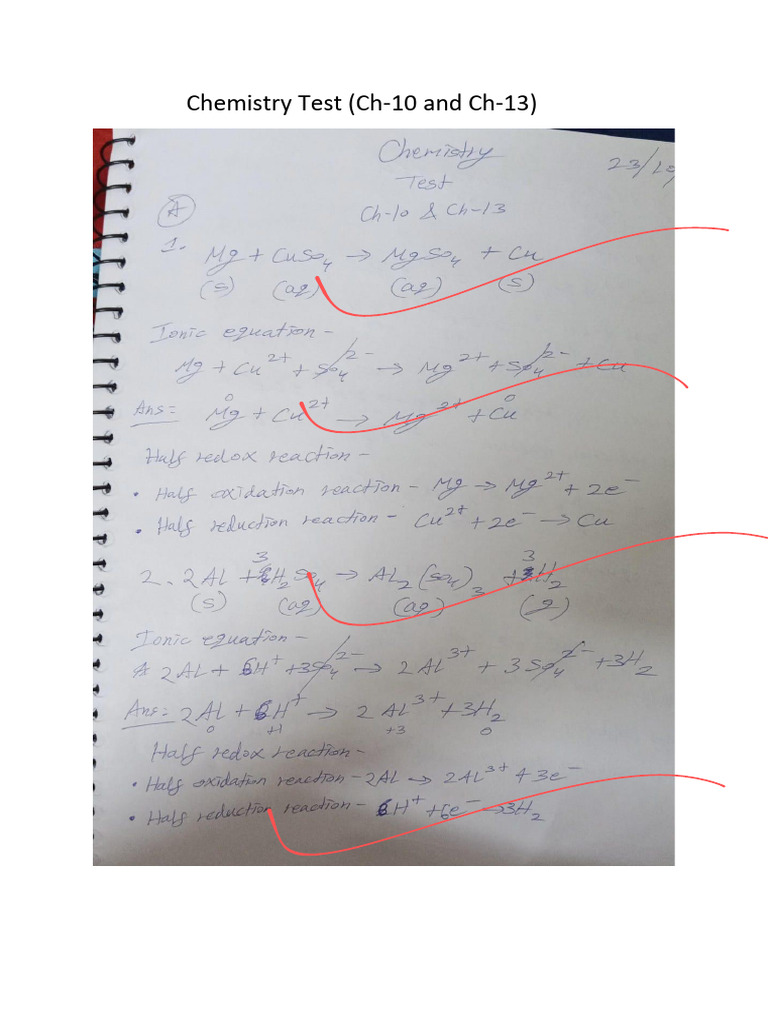 Chemistry Test (ch-10 and ch-13) | PDF
