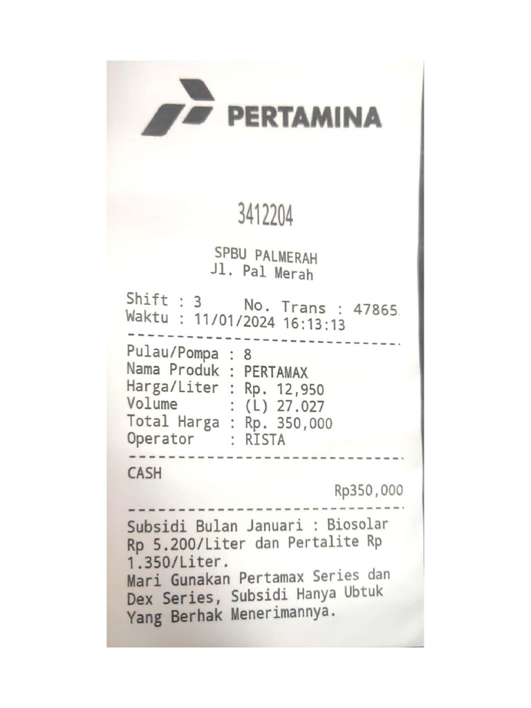 Struk Bensin Bulan Januari | PDF