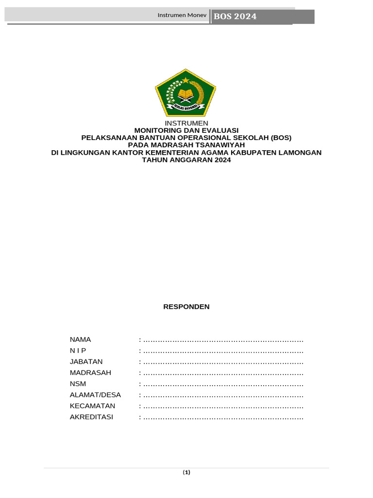 Instrumen Monev Bos Mts 2024 | PDF | Karier & Perkembangan | Bisnis