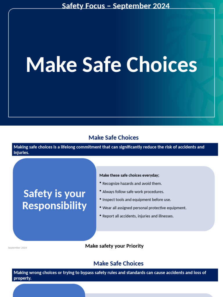 Safe Choices for Workplace Safety | PDF