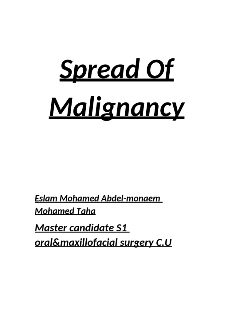 Spread of Malignancy | PDF | Metastasis | Cancer