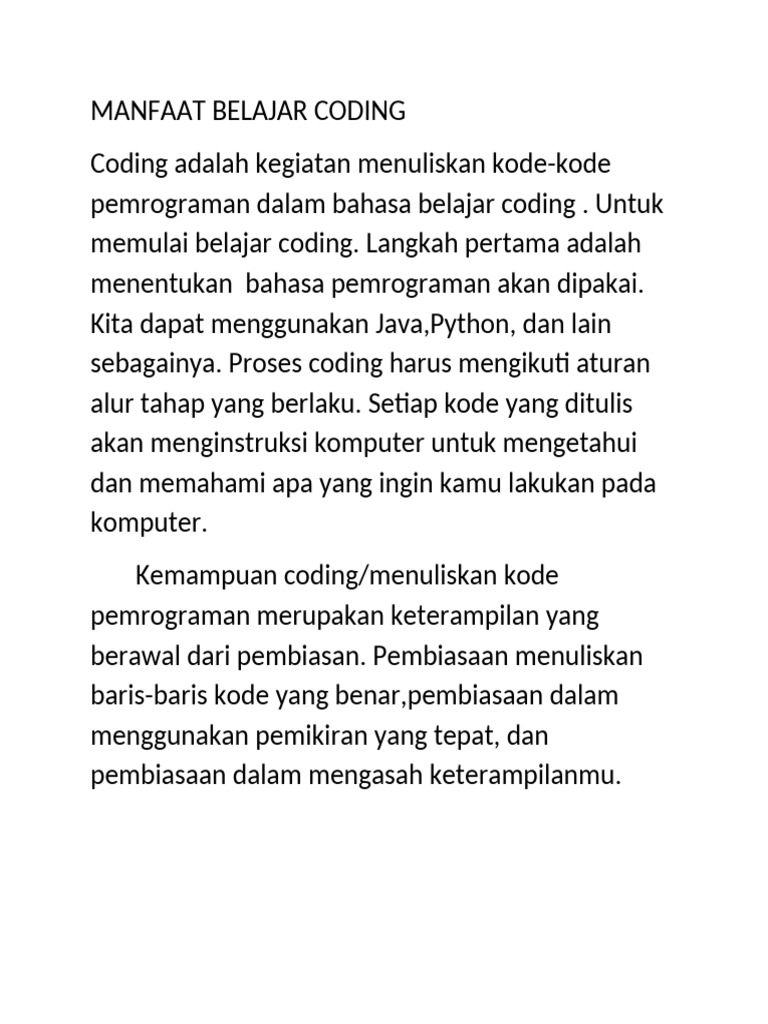 Manfaat Belajar Coding (Alya 4a) | PDF