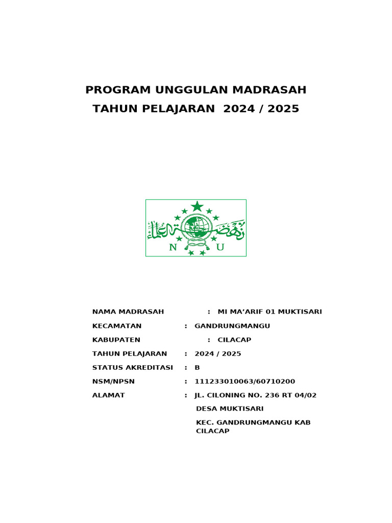 Program Unggulan Madrasah | PDF | Karier & Perkembangan