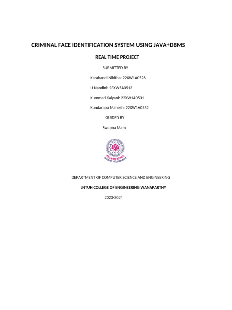 Criminal Face Identification System Using Java and Mysql | PDF | Use Case | Unified Modeling ...