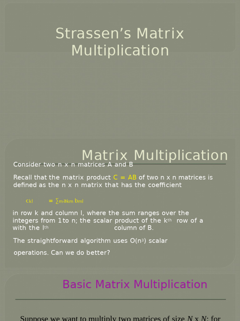 Strassens Matrix Multiflication | PDF | Matrix (Mathematics ...