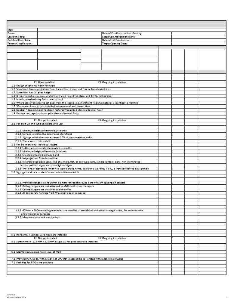 Construction Site Inspection Checklist | PDF | Electrical Wiring | Duct ...