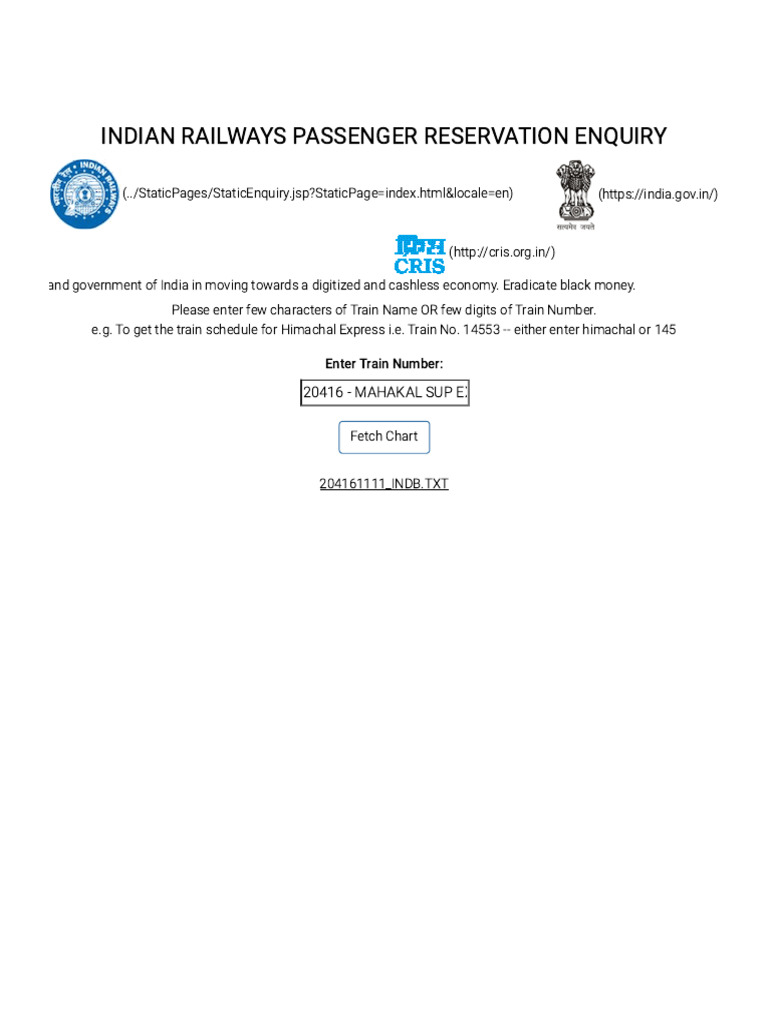 Train Chart 20414 Date 11.11.2024 | PDF