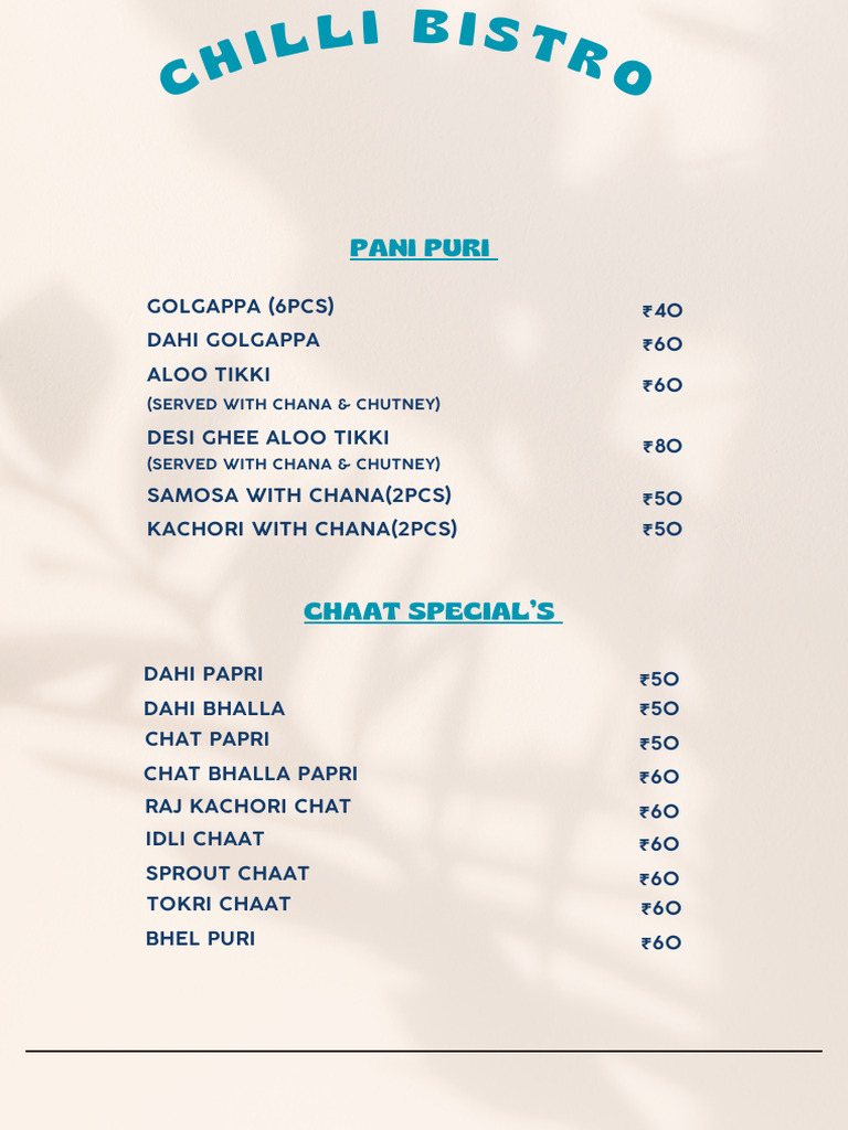 Chaat and Snack Menu Options | PDF | Potato | Salad