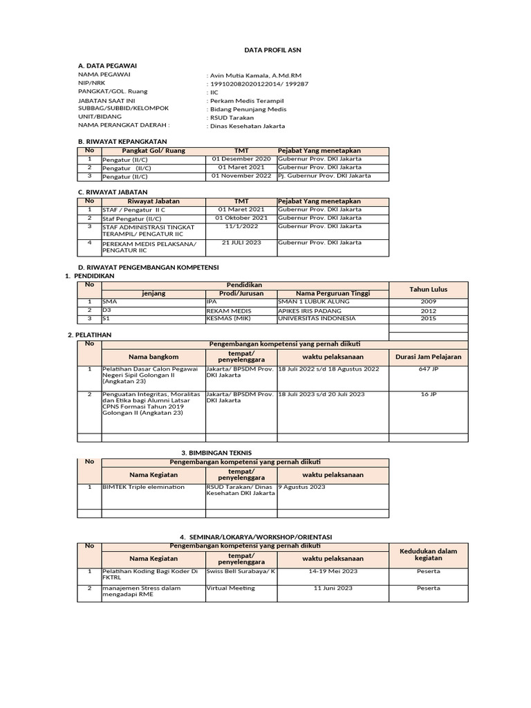 Formulir Profil Asn Dan Cara Pengisiannya | PDF | Teknologi & Rekayasa